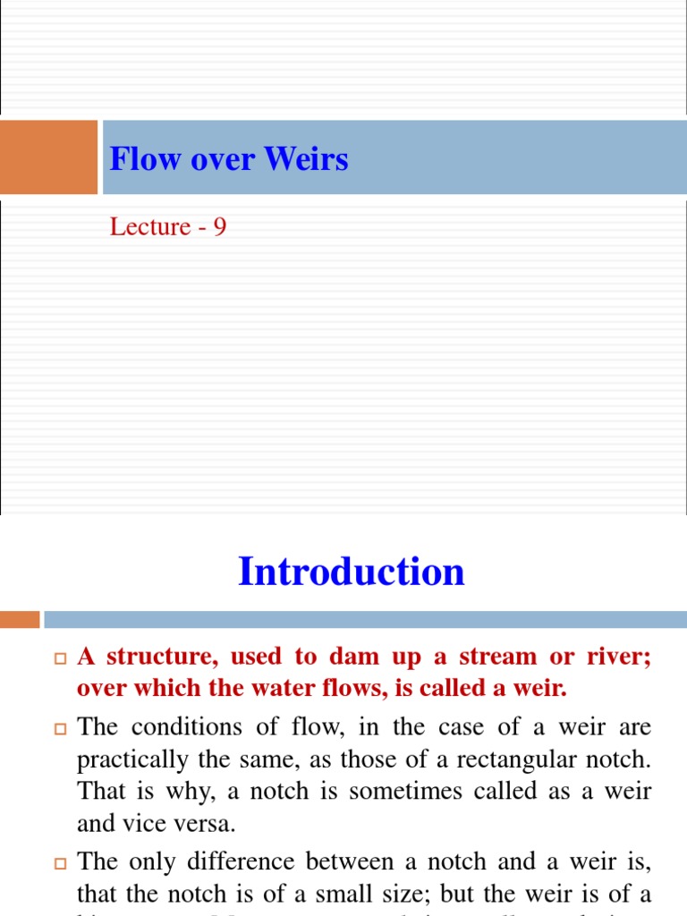Notches In Fluid Mechanics