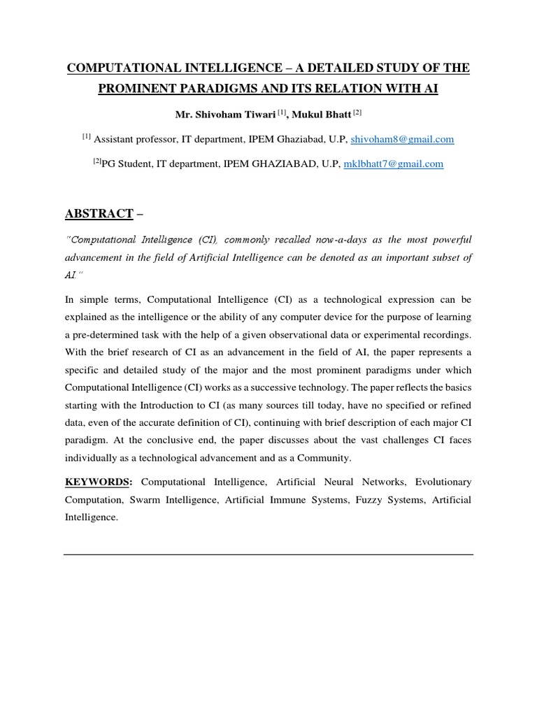 Computational Intelligence Paradigms Study | PDF | Technology & Engineering