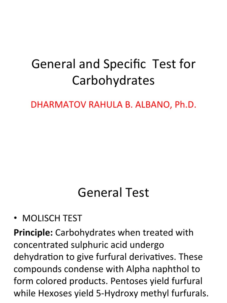 General and Specific Test For Carbohydrates | PDF | Carbohydrates ...