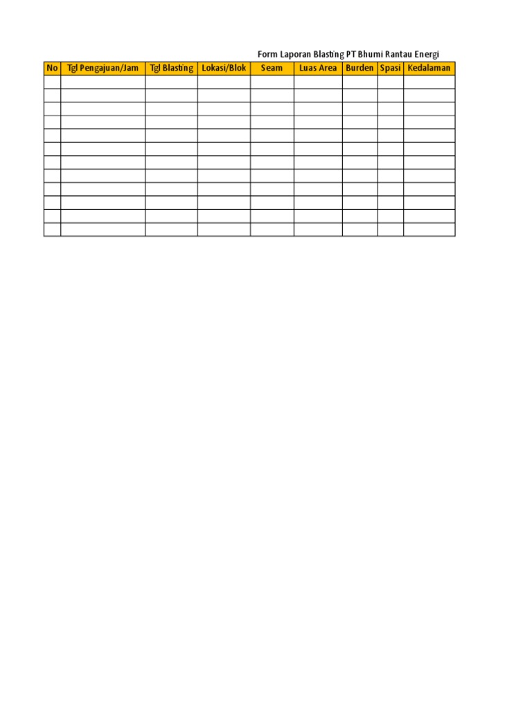 Blasting Report Form PT Bhumi Rantau | PDF