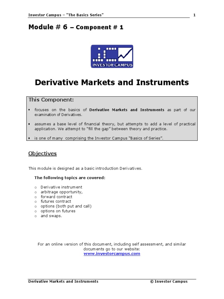 Derivative Markets and Instruments: Module # 6 | PDF | Futures Contract ...