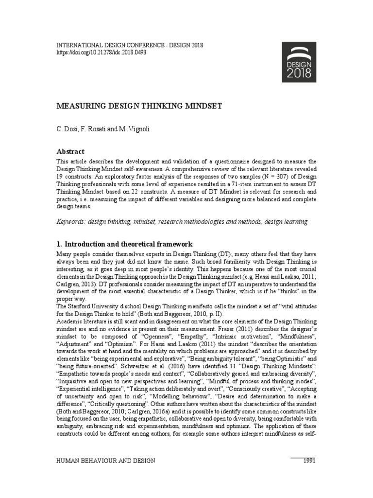 Measuring Design Thinking Mindset | PDF | Factor Analysis | Design Thinking