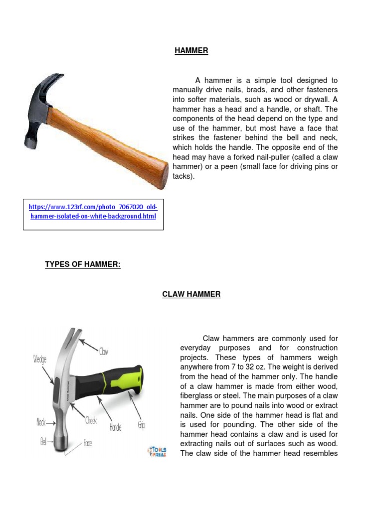 Types of Hammer | PDF | Hammer | Metalworking