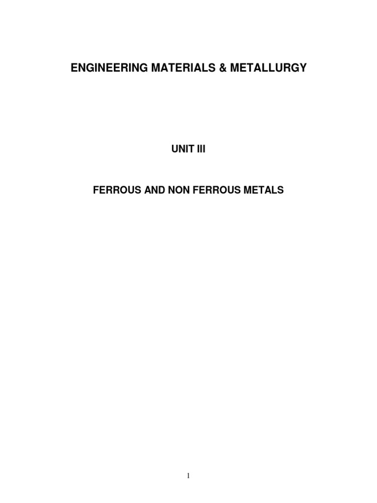 Engineering Materials & Metallurgy: Unit Iii | PDF | Cast Iron | Steel