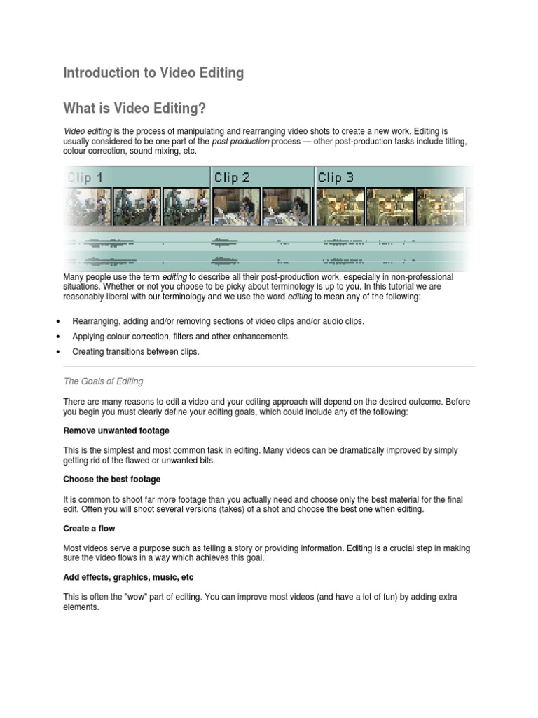Introduction To Video Editing | PDF | Data Compression | Digital Video
