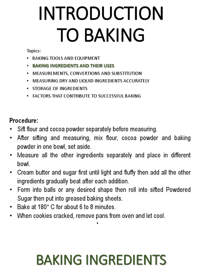 Baking Ingredients And Their Uses