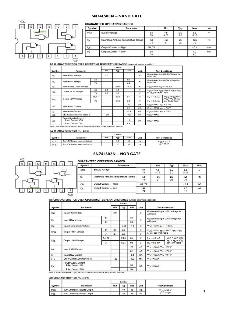 Sn74Ls00N - Nand Gate | PDF