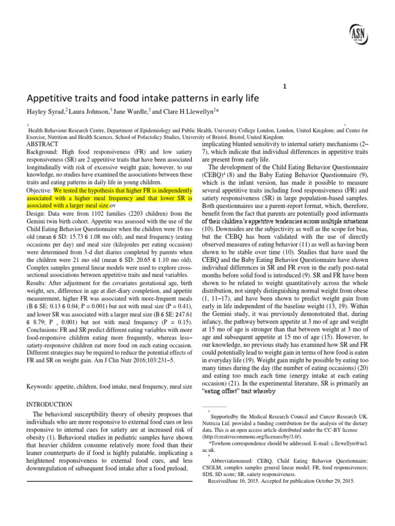 Obesity Journal 9 Food Intake | PDF | Eating | Obesity