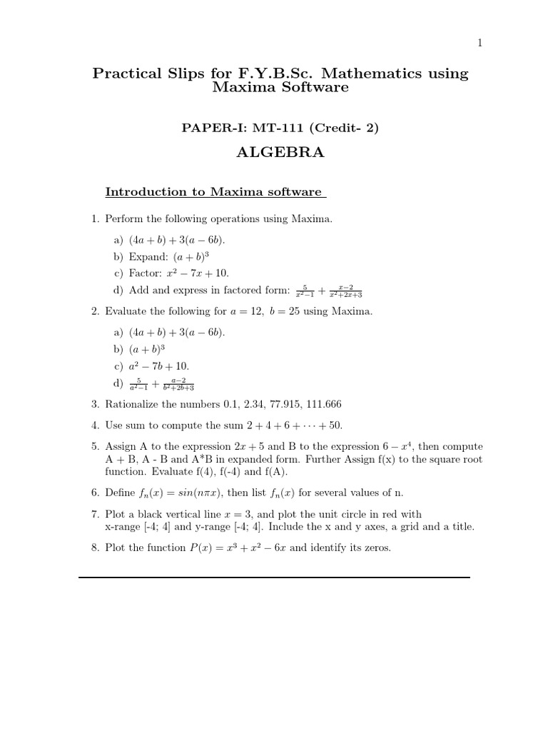 Maxima Practical | PDF | Complex Number | Prime Number