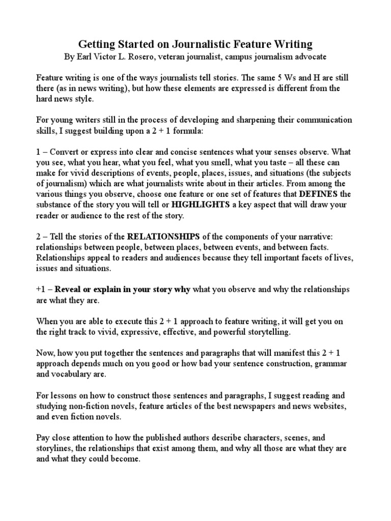 Getting Started On Journalistic Feature | PDF