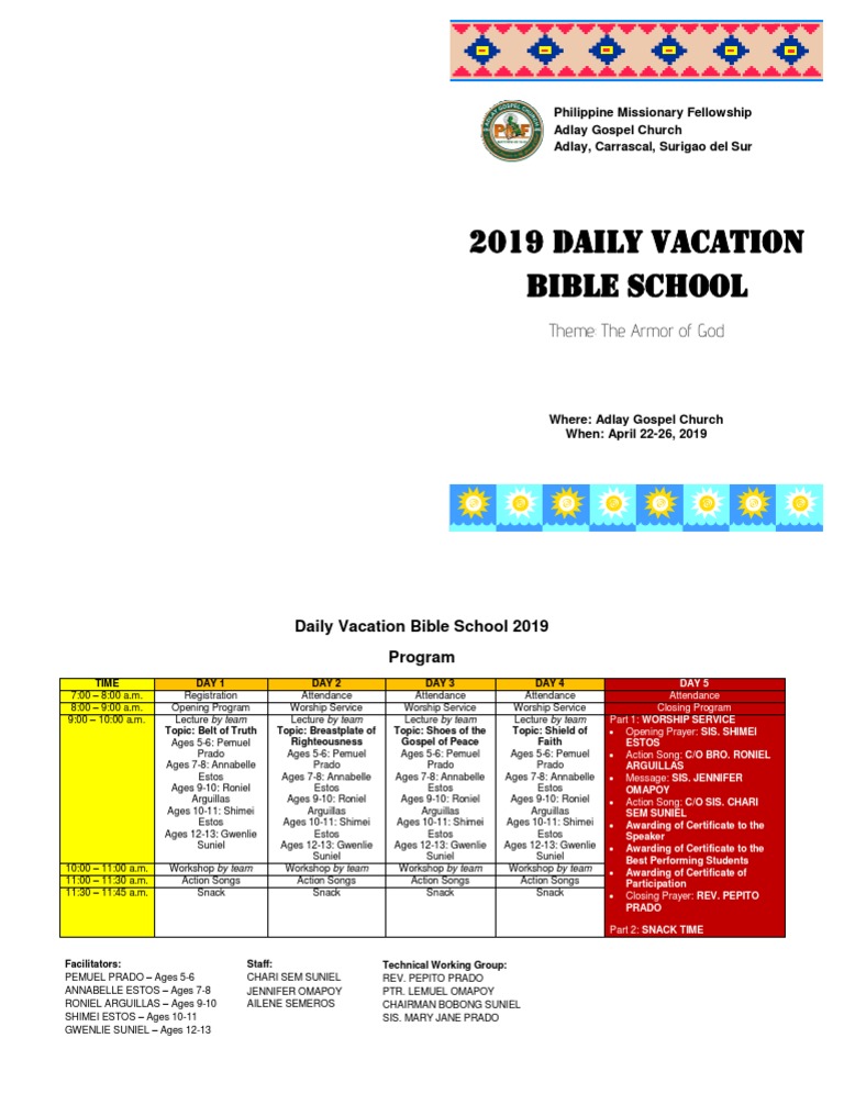 Daily Vacation Bible School 2019 | PDF | Christian Movements ...