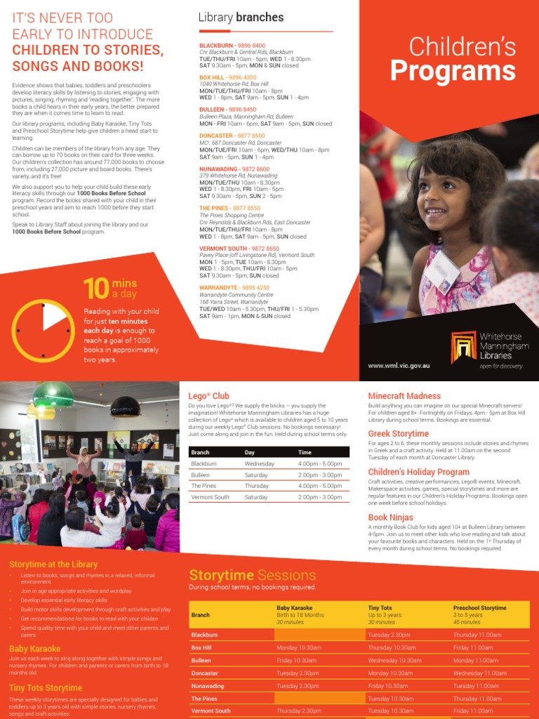 Childrens Programs 2018 | PDF