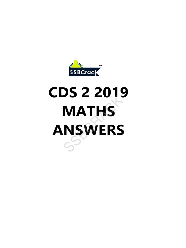 CDS 2 2019 Maths Paper Answers SSBCrack | PDF