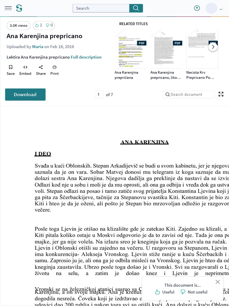 Ana Karenjina Prepricano | PDF
