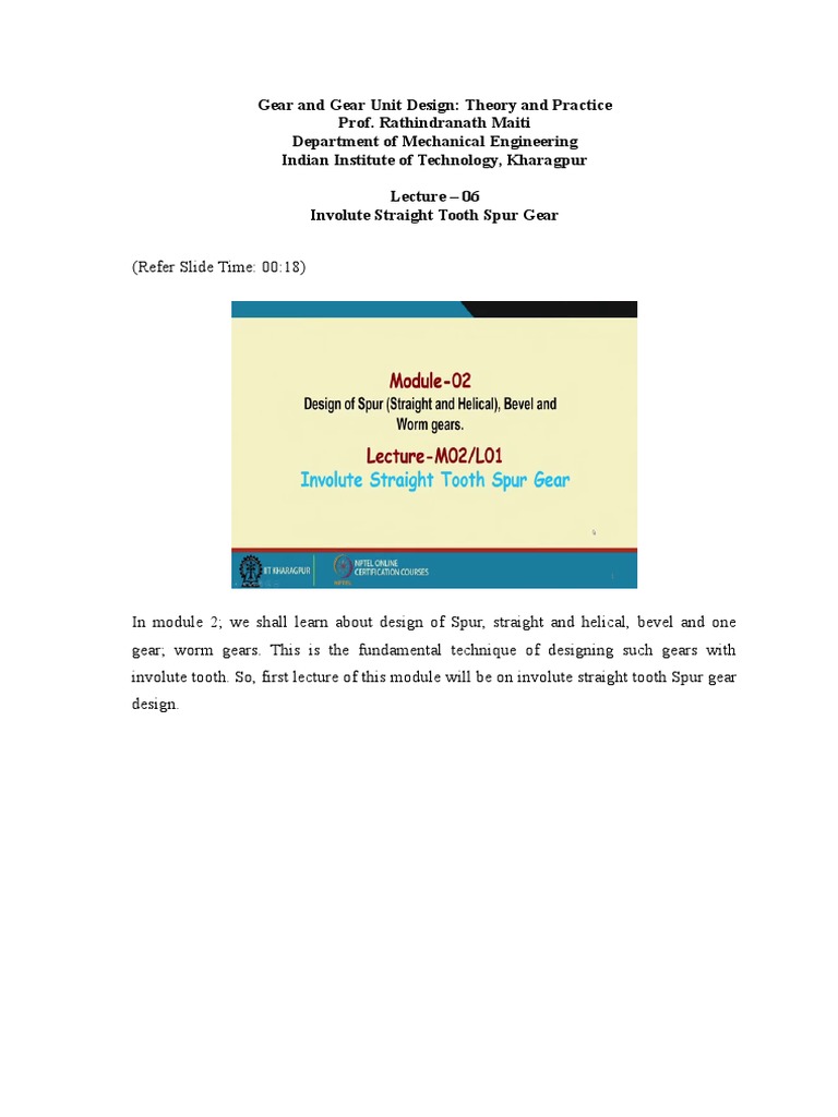 Lec 6 | PDF | Gear | Torque
