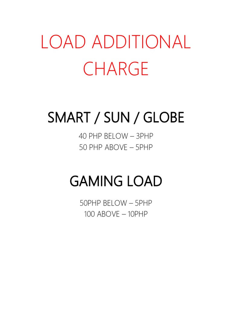 Load Charge Rates for Smart, Sun, Globe | PDF