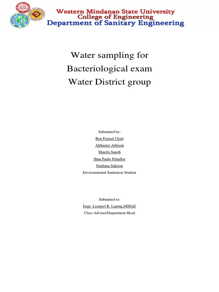 Water Sampling For Bacteriological Exam Water District Group | PDF ...