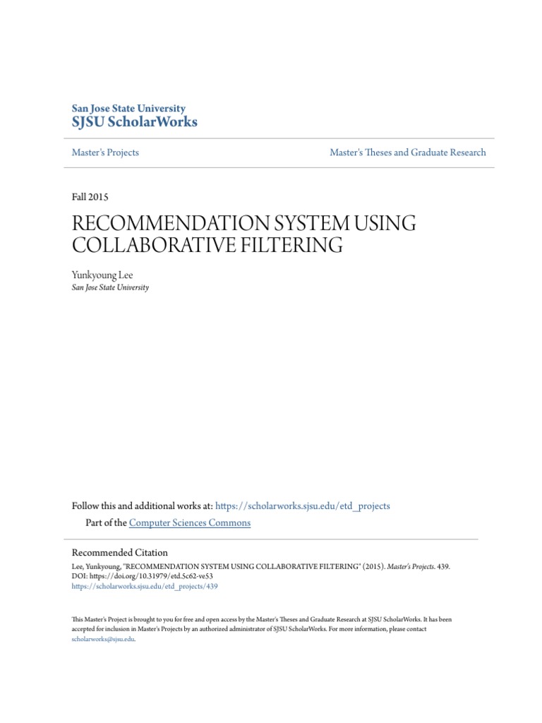 Recommendation System Using Collaborative Filtering | PDF | Computing ...