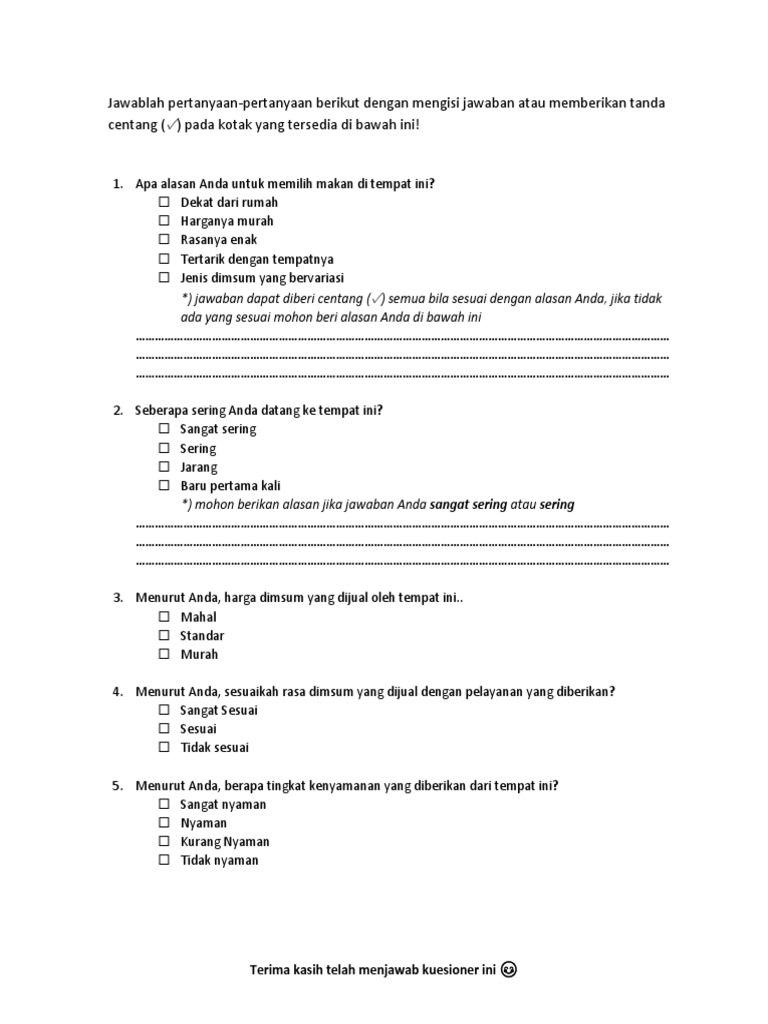 Contoh Kuesioner | PDF