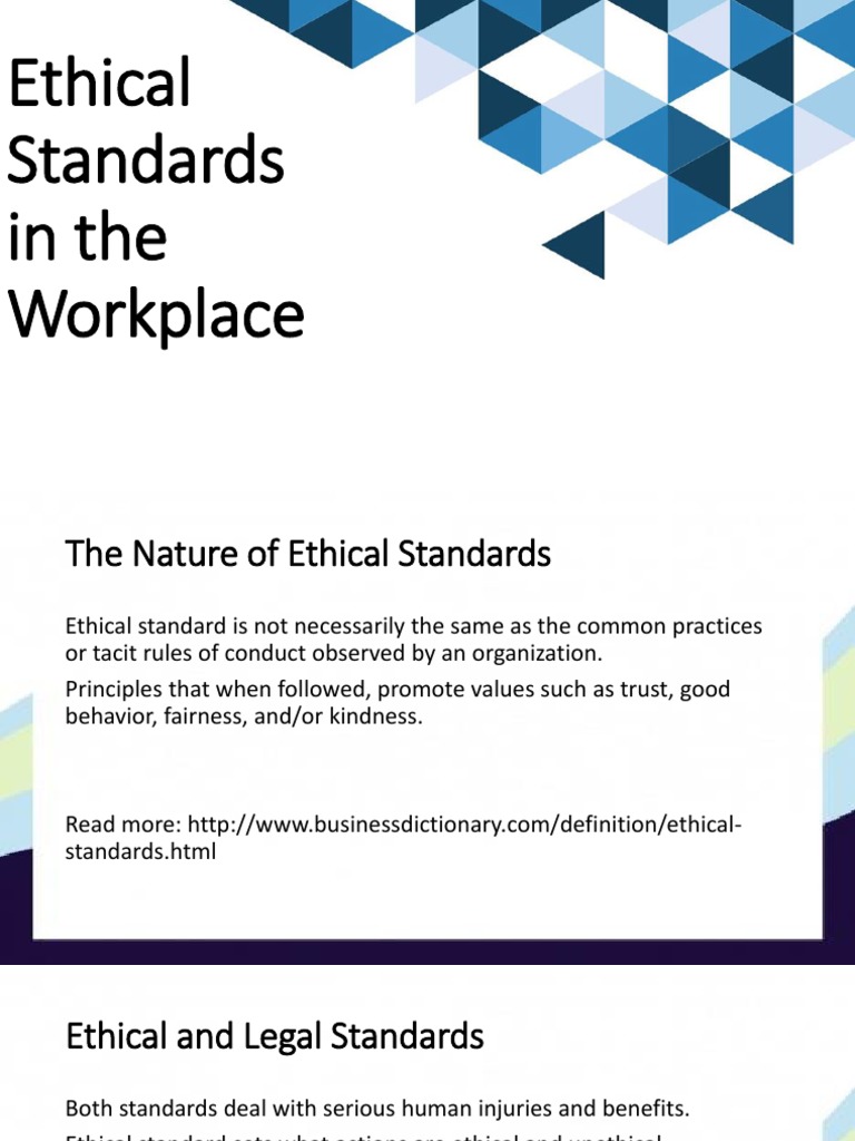 Ethical Standards in The Workplace | PDF | Rights | Natural And Legal ...