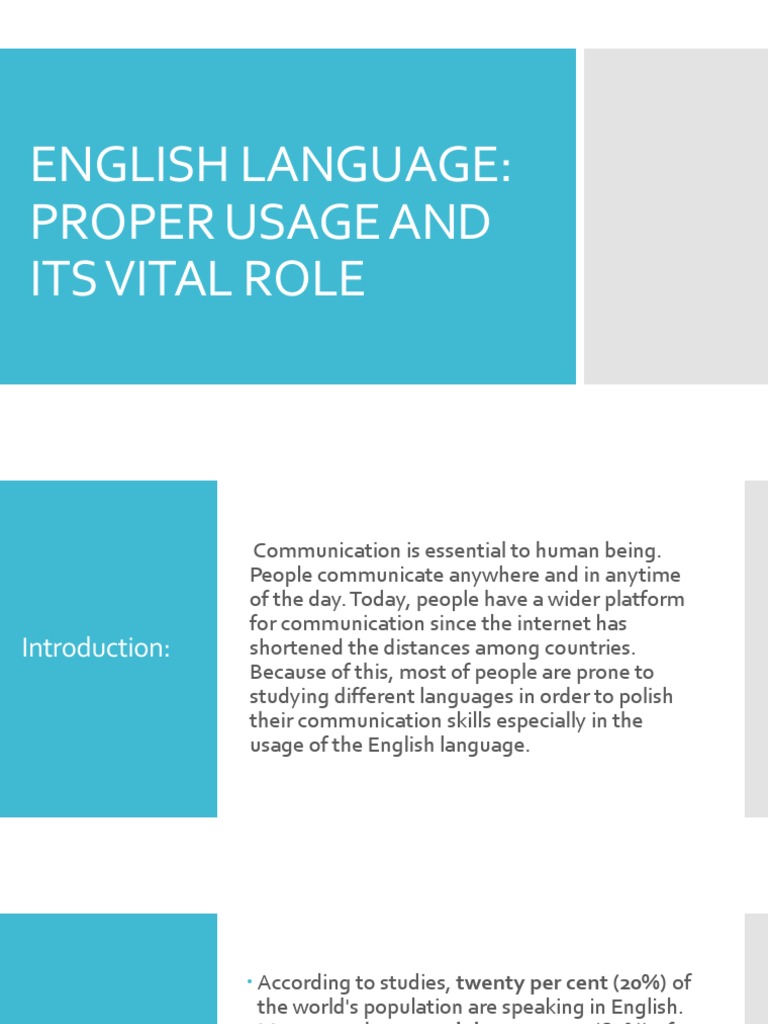 English Language: Proper Usage and Its Vital Role | PDF | English ...