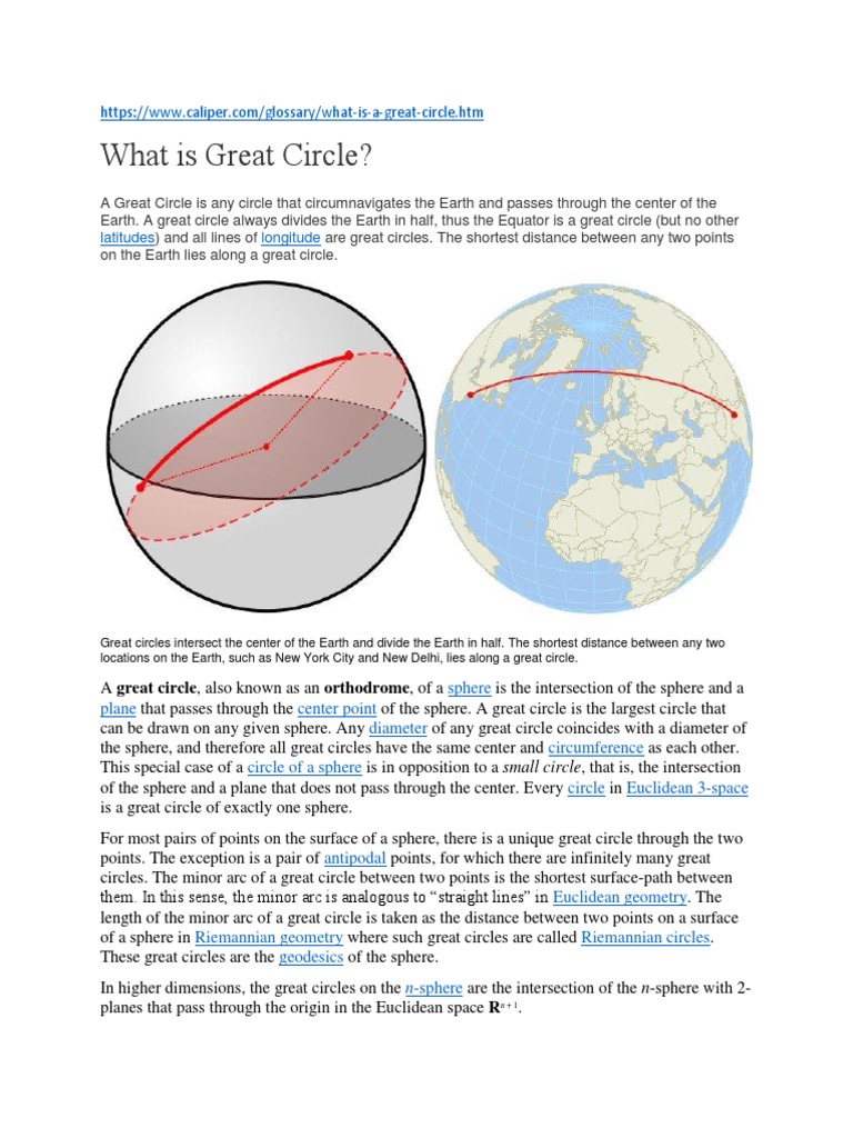 Great Circle | PDF | Sphere | Circle