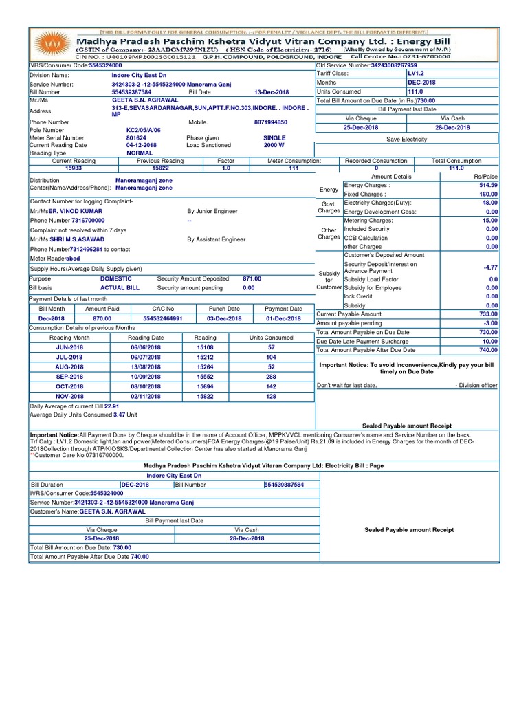 Electricity Bill Receipt (5545324000) | PDF | Payments | Cheque