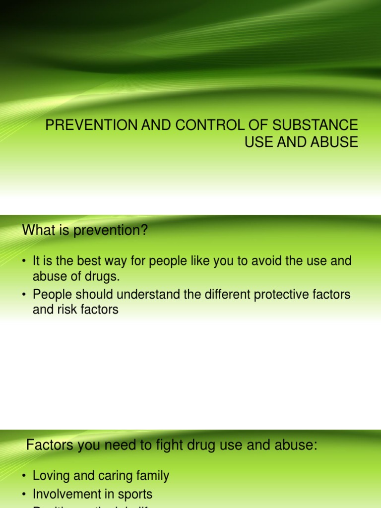 Prevention and Control of Substance Use and Abuse | PDF | Substance ...