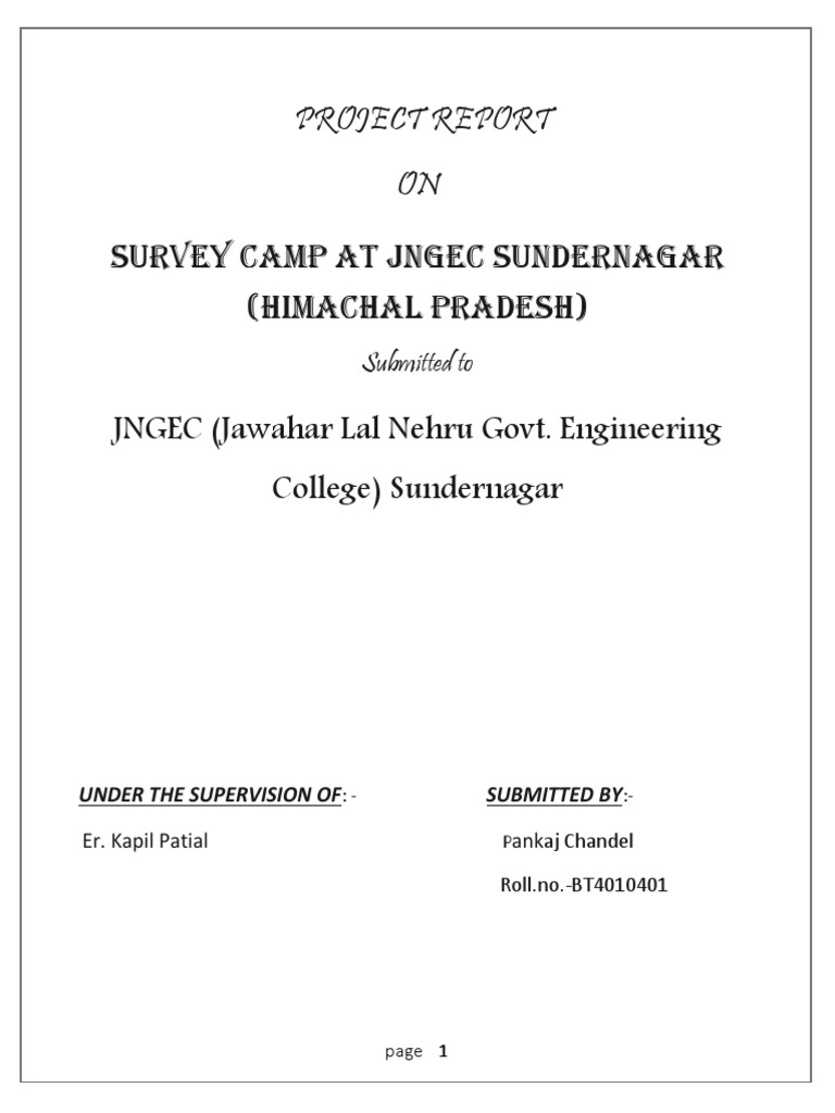 PROJECT Report Sample of Survey Camp PDF | PDF | Surveying | Scientific ...