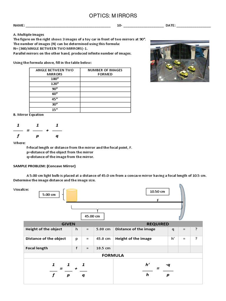 Optics: Understanding Mirror Reflections and Image Formation | PDF ...