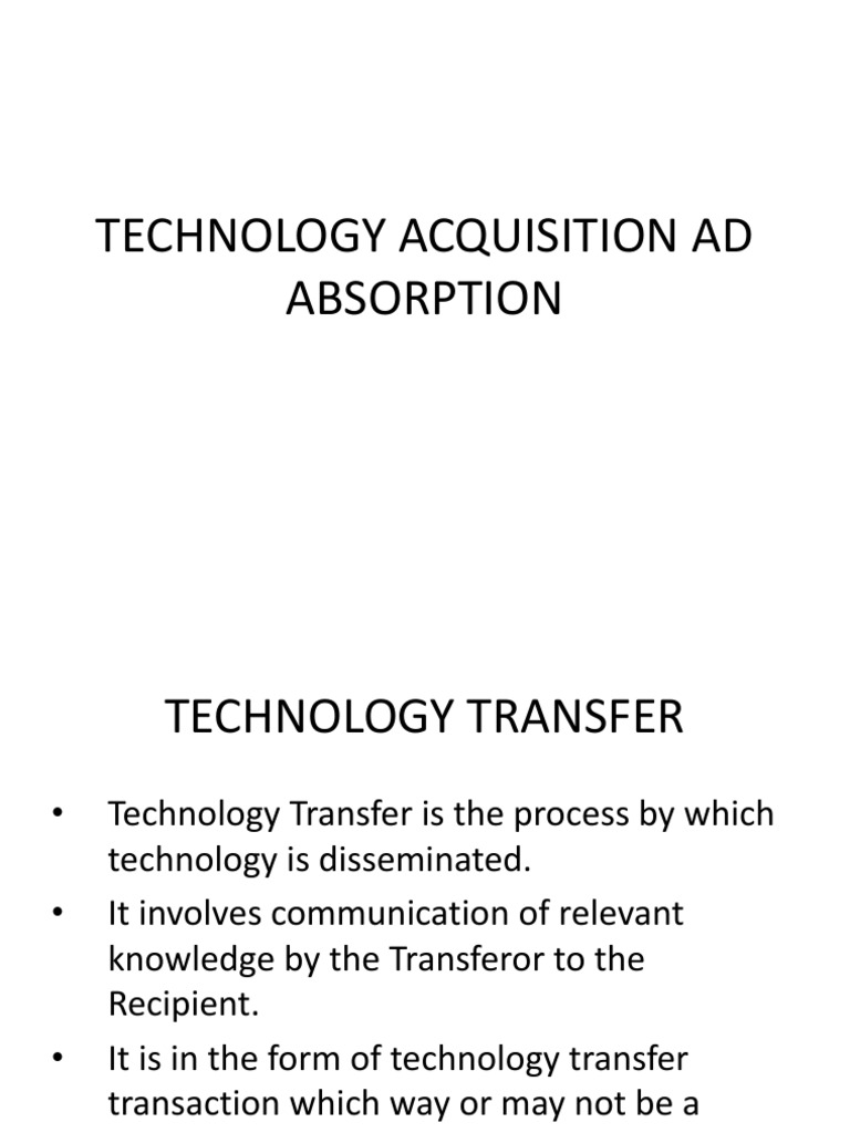 Technology Acquisition Ad Absorption | PDF | Mergers And Acquisitions ...