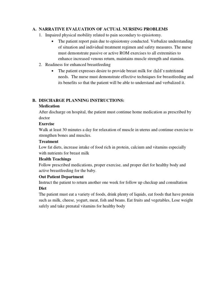A. Narrative Evaluation of Actual Nursing Problems | PDF