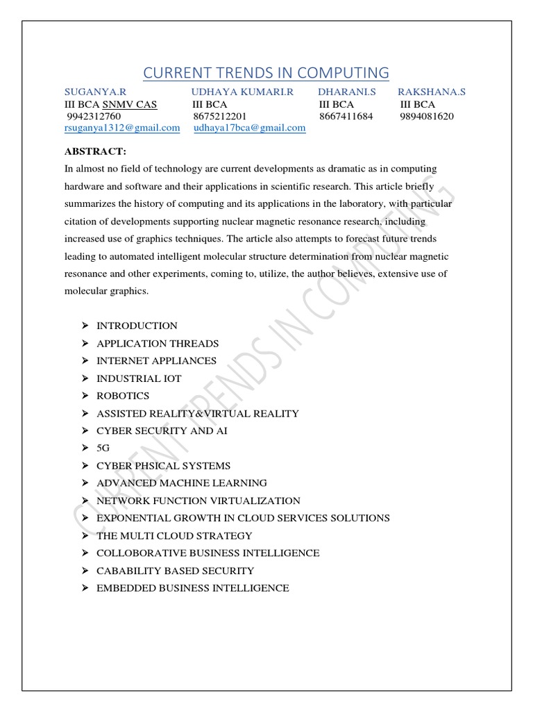 Current Trends in Computing | PDF | Internet Of Things | Cloud Computing