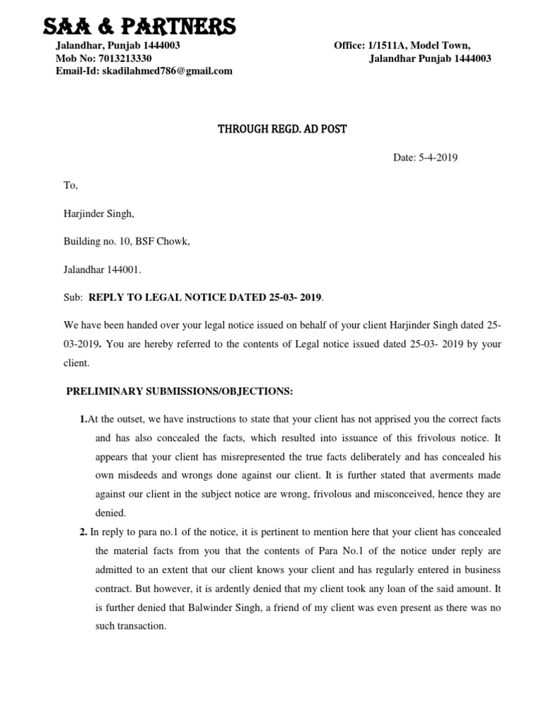 Through Regd. Ad Post | PDF | Cheque | Public Law