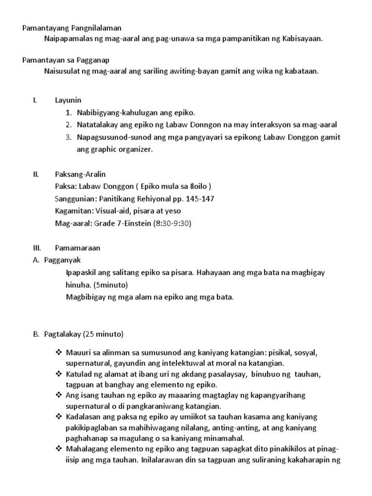 Lesson Plan Filipino 7 | PDF