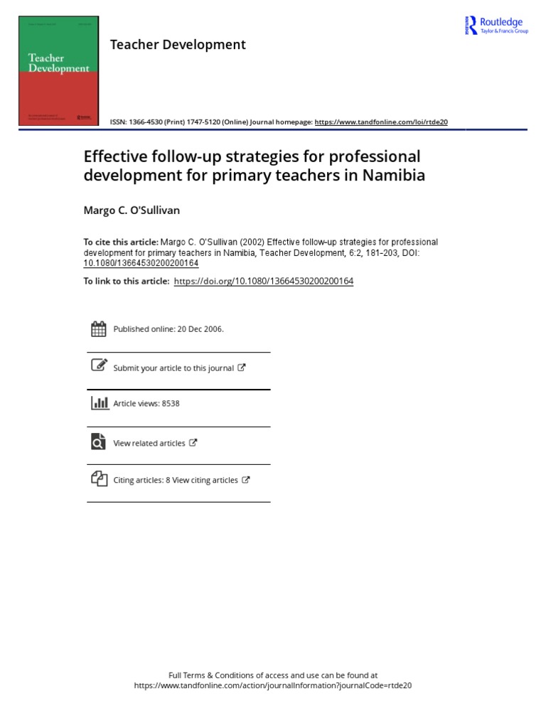 Effective Follow Up Strategies For Professional Development For Primary ...