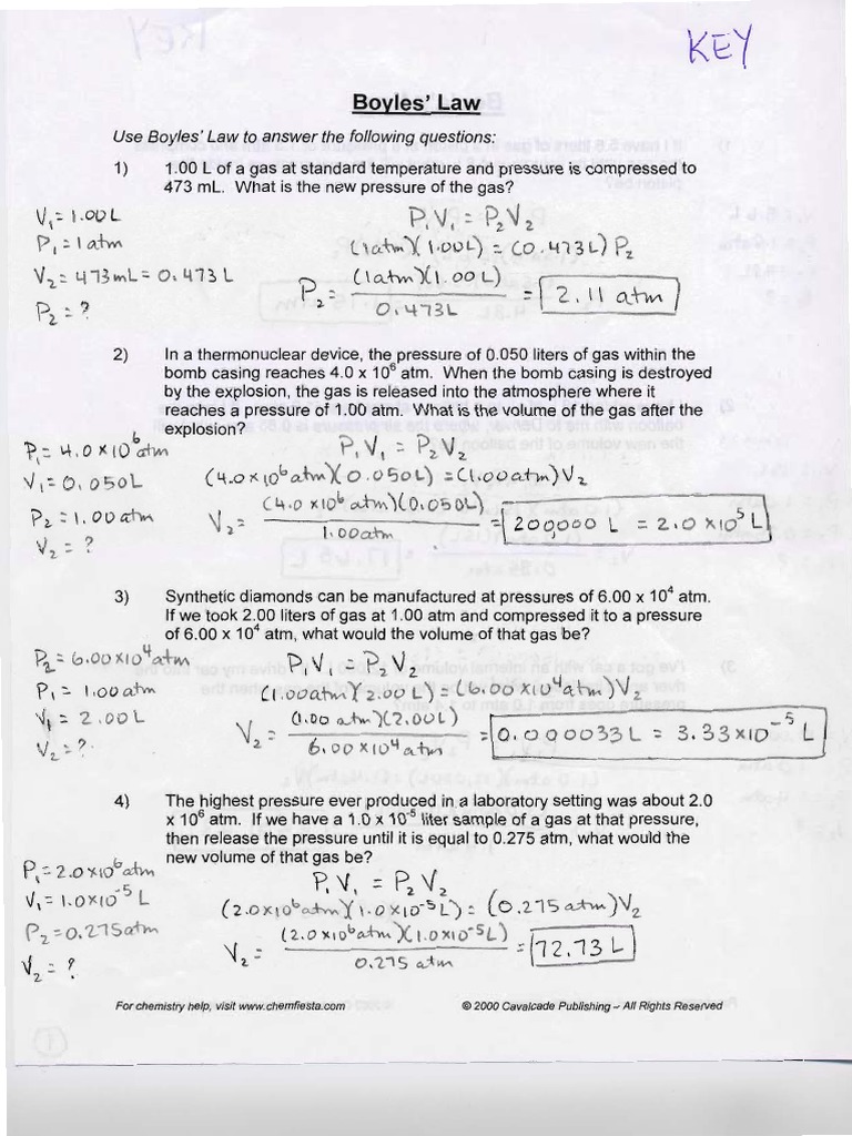 Gas Laws Key | PDF