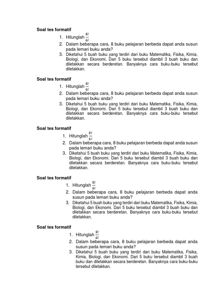 Contoh Soal Tes Formatif Matematika | PDF