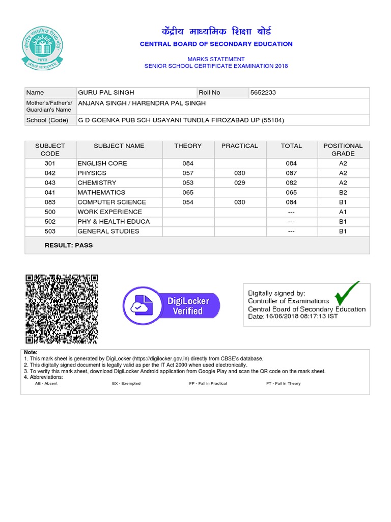 Cbse 12th Certificate | PDF | Computing | Computing And Information ...