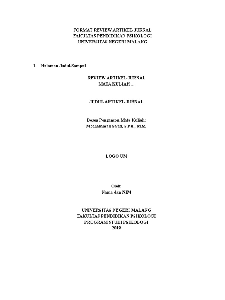 Format Review Artikel Jurnal | PDF