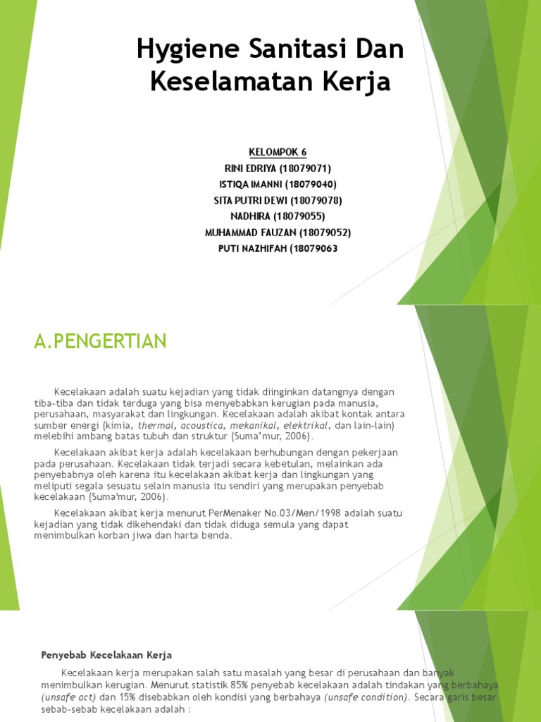 Hygiene Sanitasi Dan Keselamatan Kerja | PDF