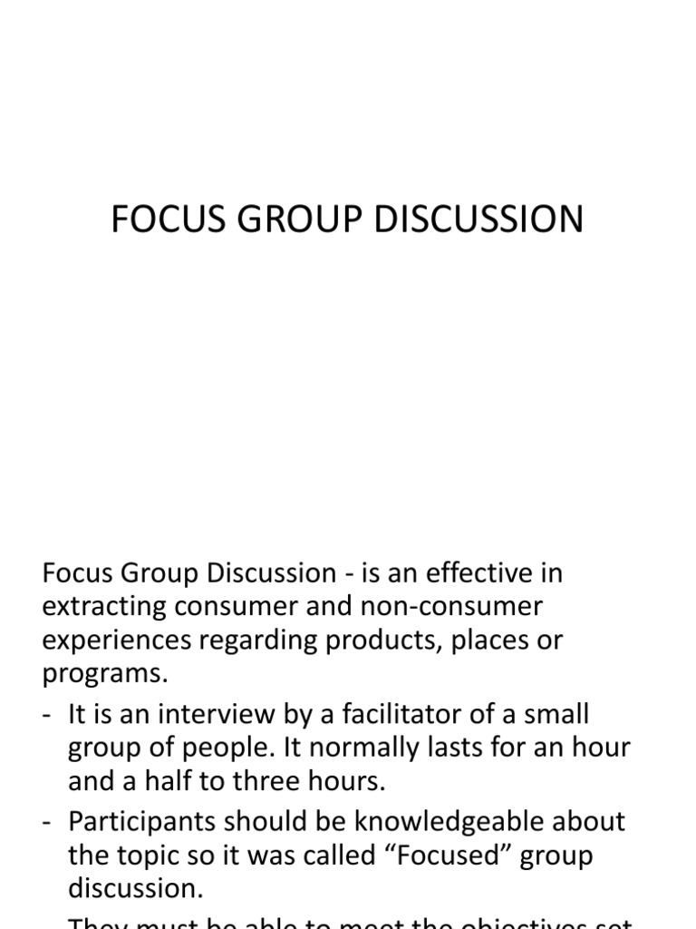 Focus Group Discussion | PDF
