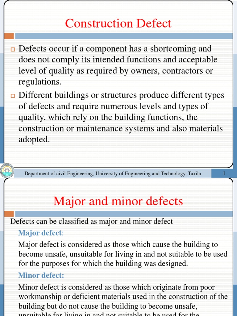 Construction Defect: 1 Department of Civil Engineering, University of ...