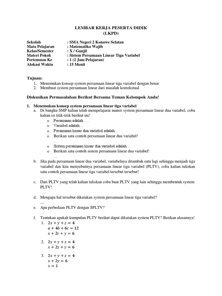 LKPD SPLTV Sma | PDF