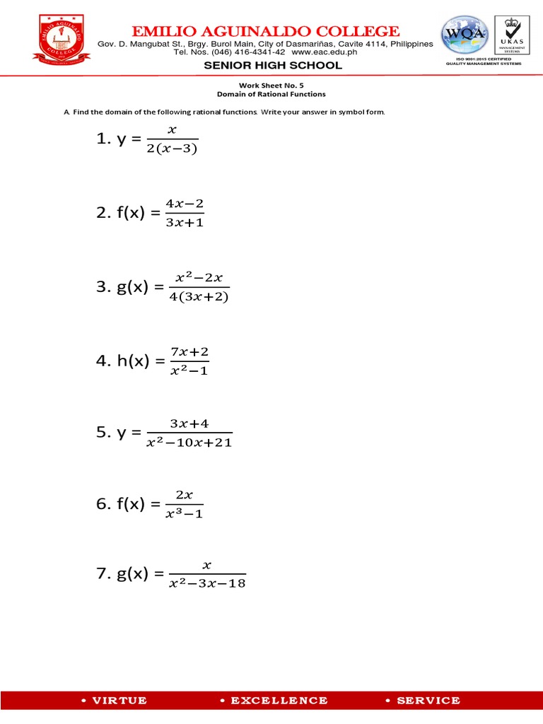 Worksheet Sa Gen Math | PDF
