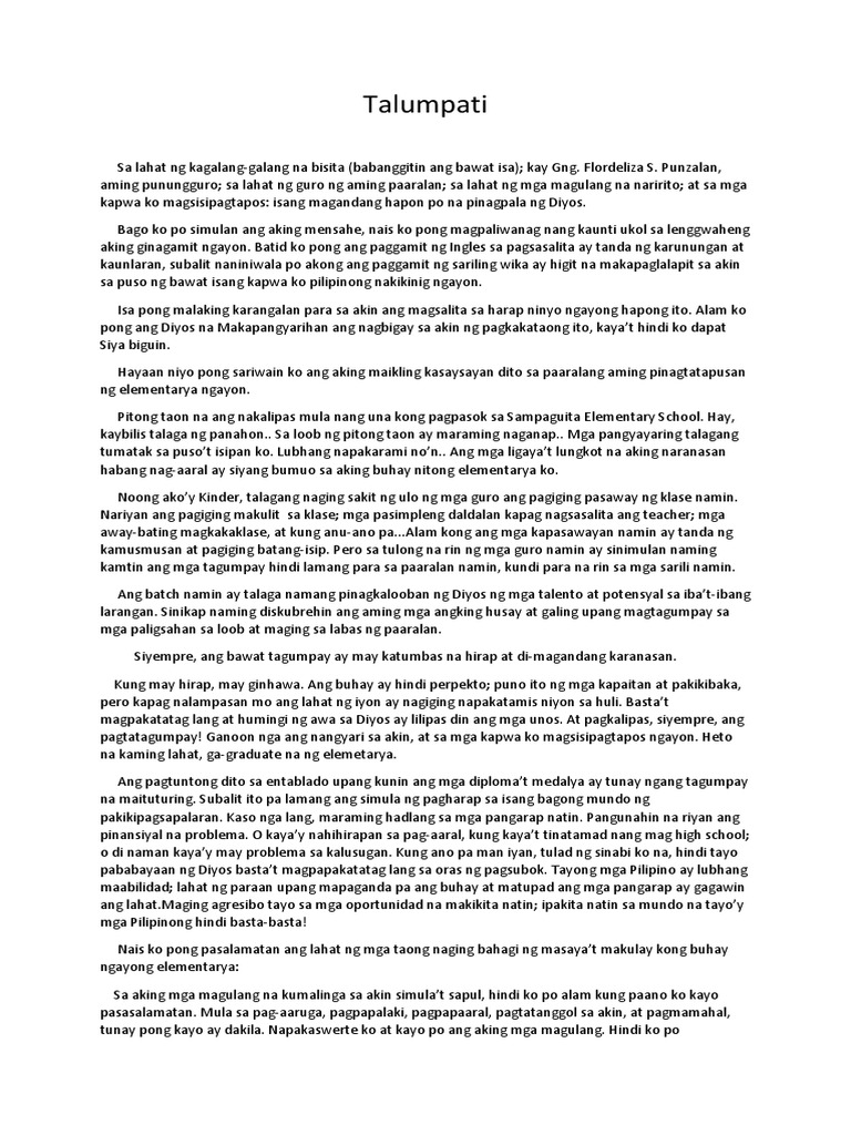 Talumpati NG Valedictorian Final | PDF