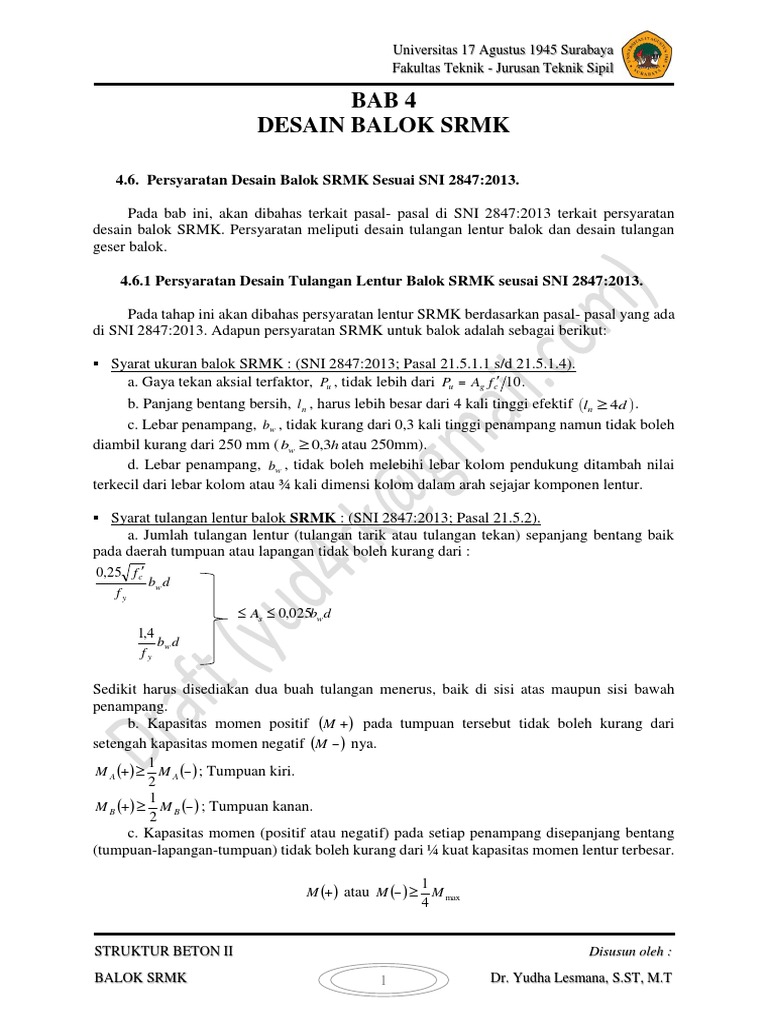 Perencanaan Elemen Lentur SRMK | PDF