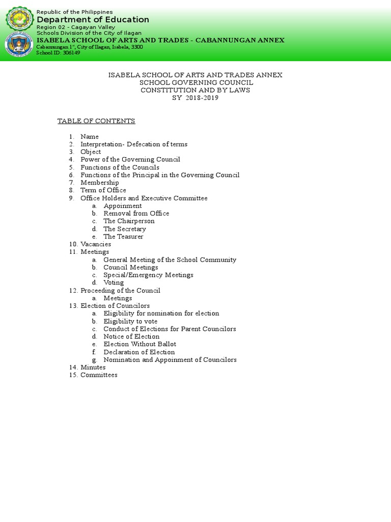 Constitution and by Laws of PTA SGC 2009 | PDF | Elections | United ...