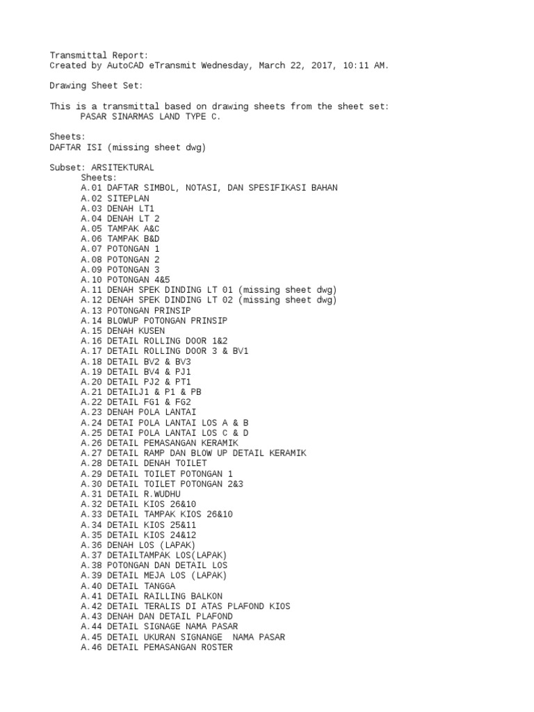 Pasar Sinarmas Land Type C | Download Free PDF | Auto Cad | Typography