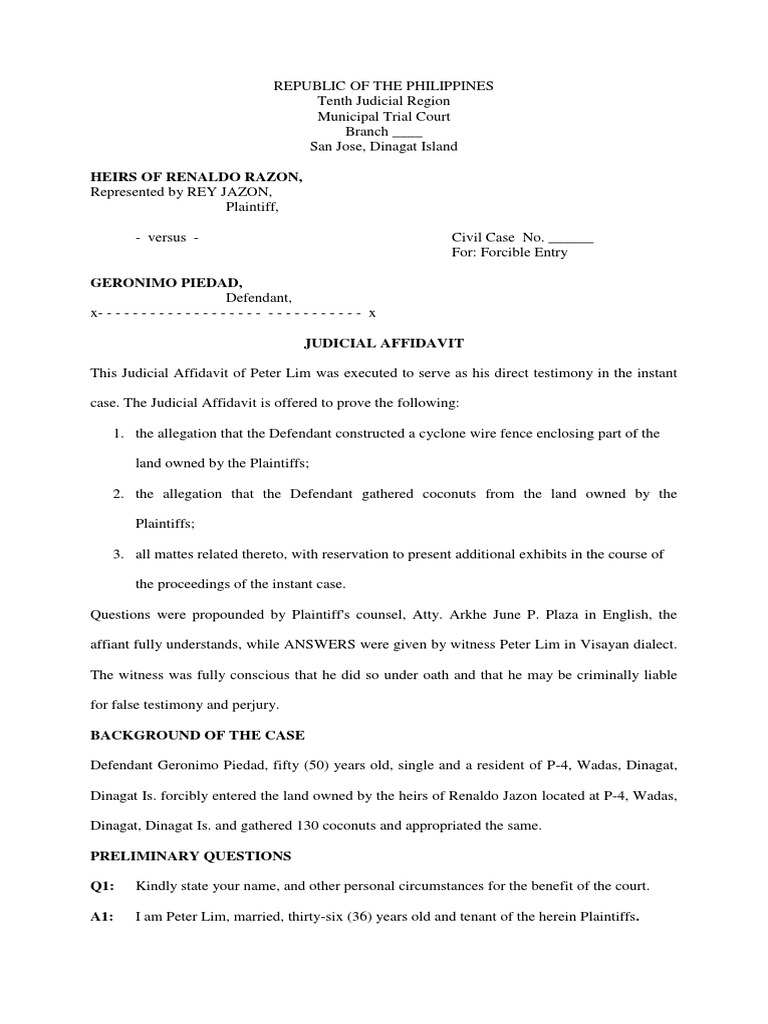 Judicial Affidavit | PDF | Affidavit | Perjury